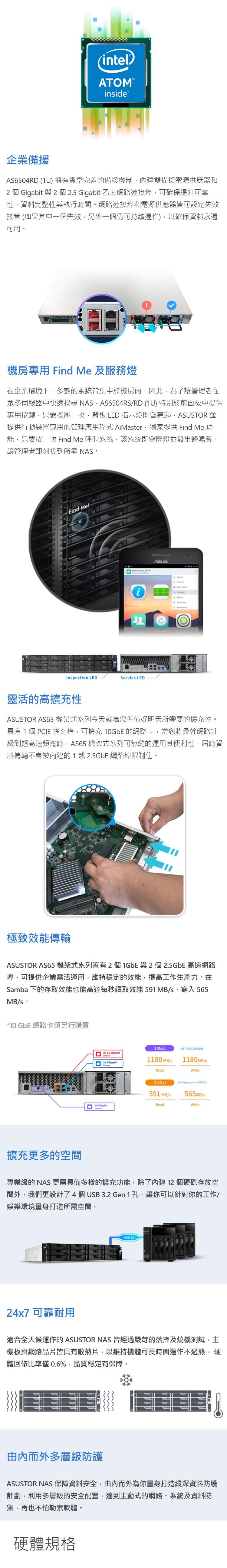 ASUSTOR AS6512RD/Rail 12Bay機架 式含滑軌 諾亞數位